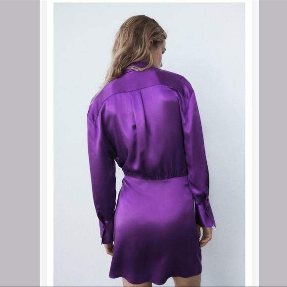 Zara | Dresses | Zara Satin Effect Wrap Dress | Poshmark